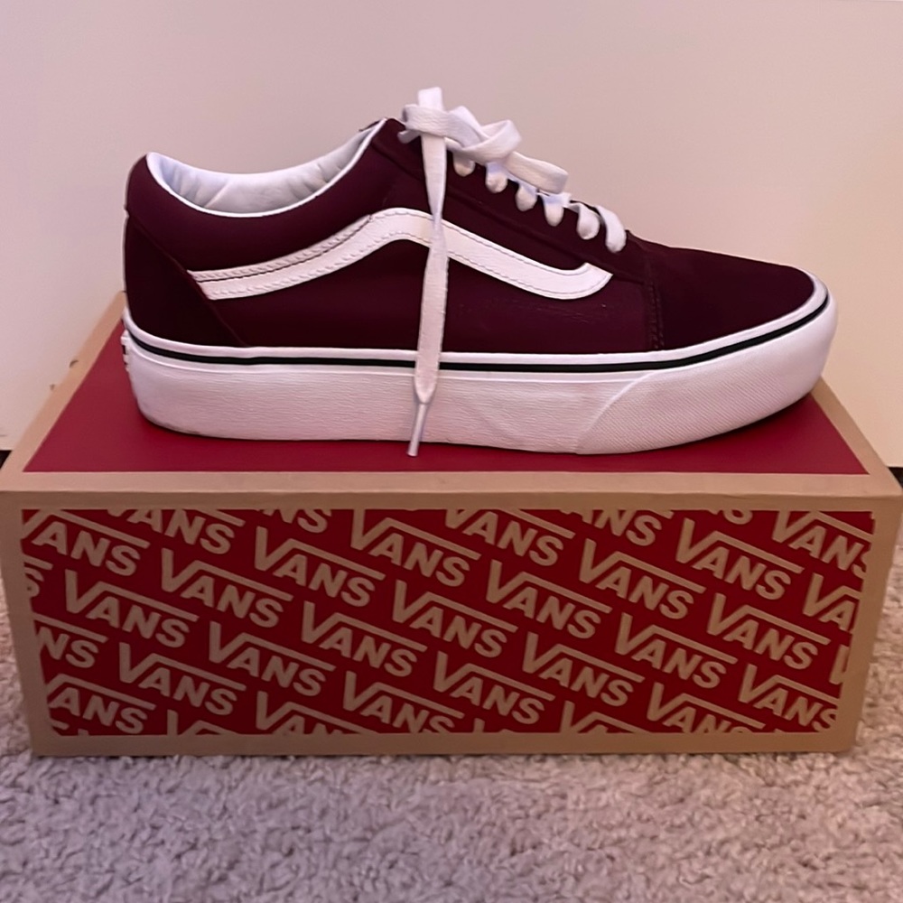 Old School Platform Port Royal/Burgundy Vans - Gem